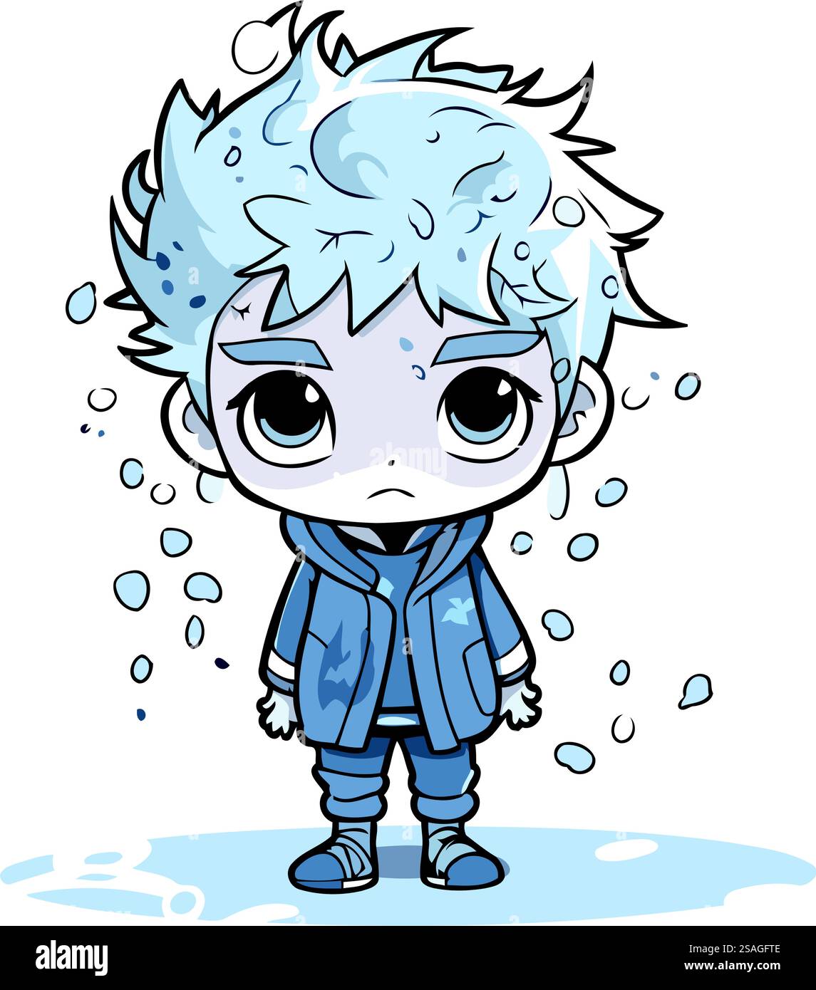 Cute cartoon boy with tears on his face. Vector illustration Stock ...