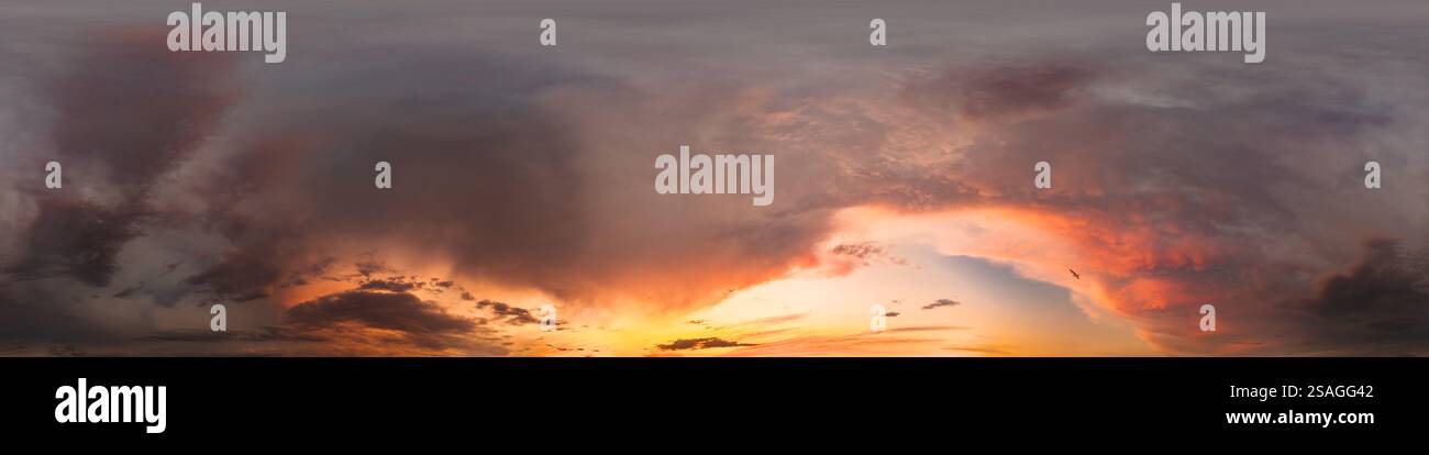 Golden glowing red orange overcast sunset sky 360 hdr panorama ...