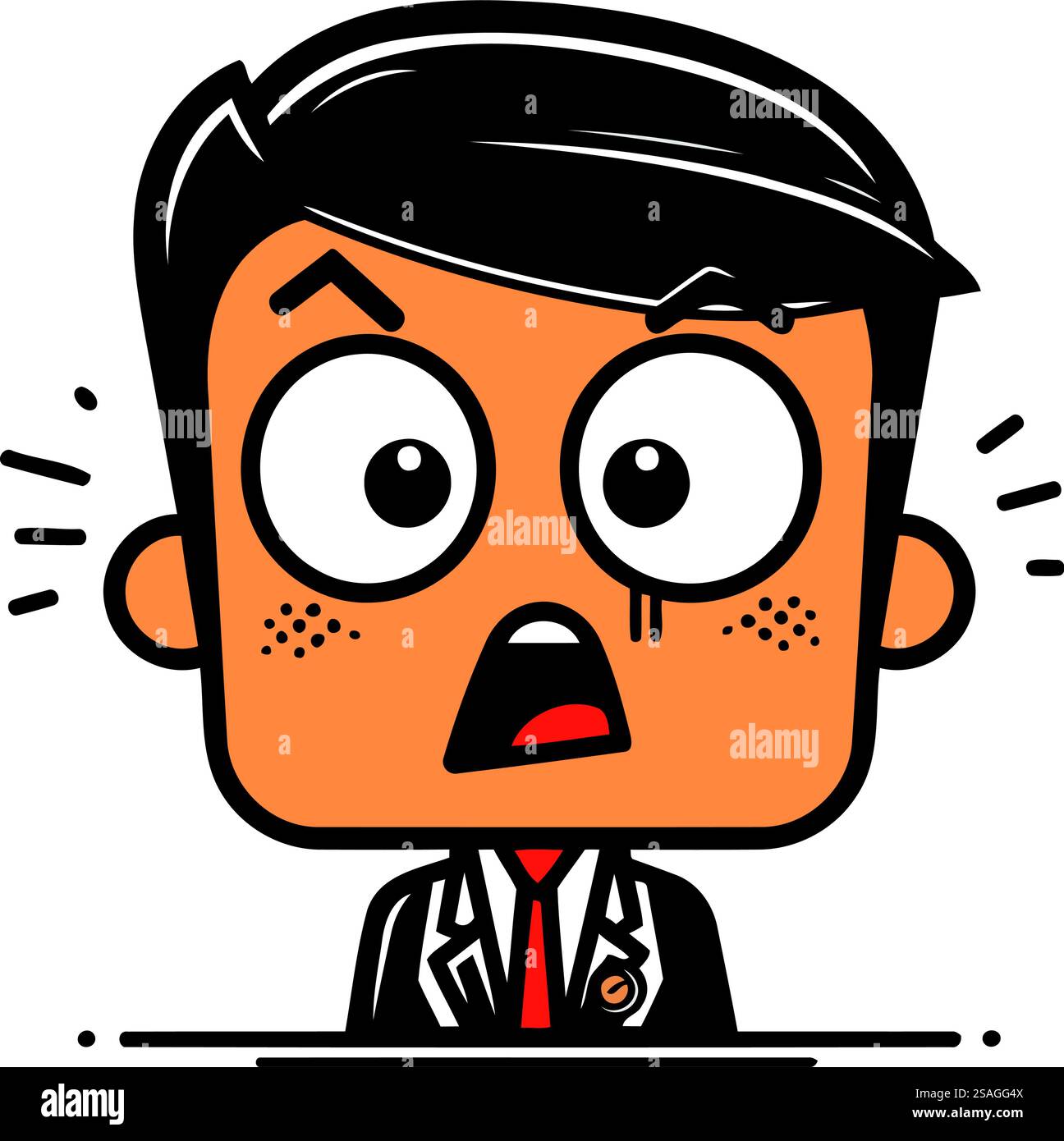 Vector illustration of a surprised man in a business suit. Cartoon ...