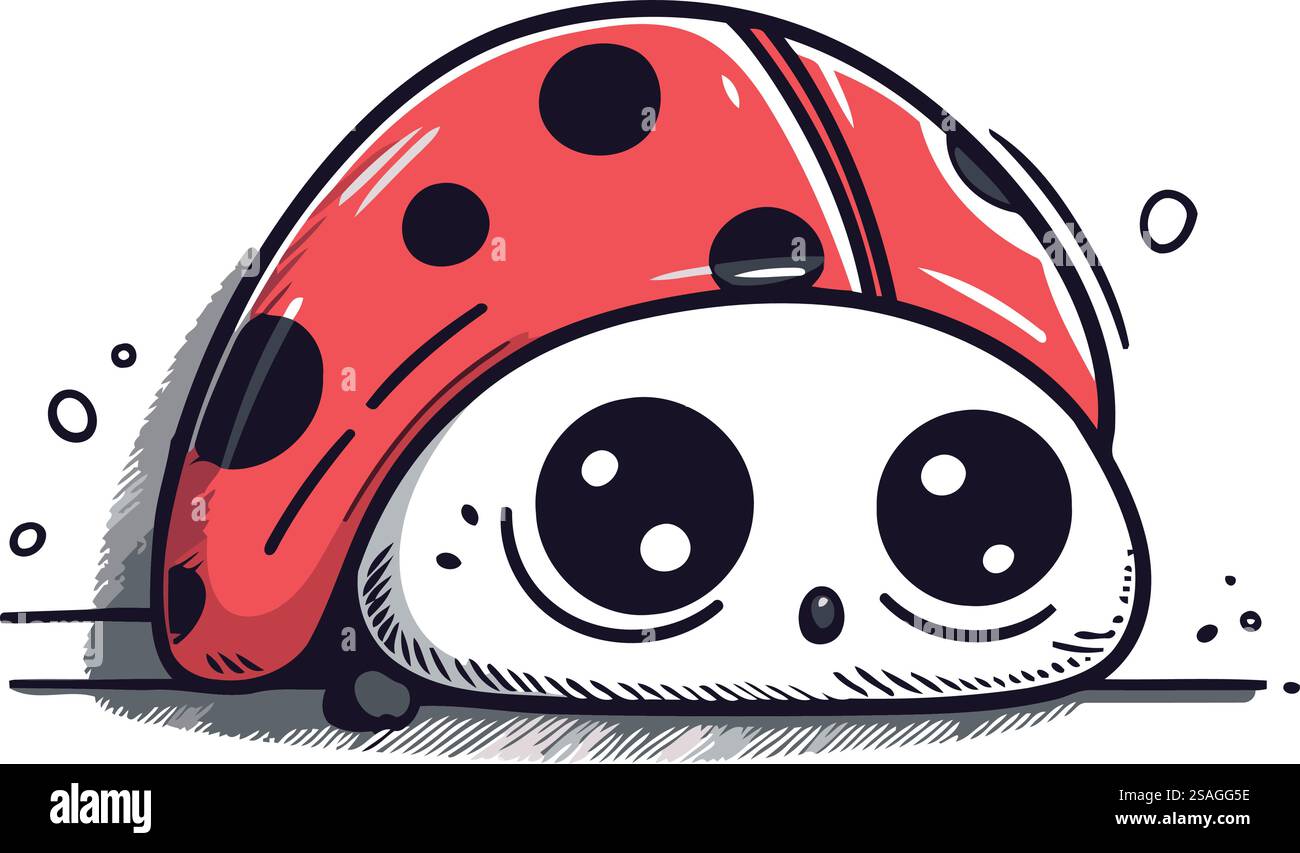 Cartoon ladybug isolated on white background. Cute vector illustration ...