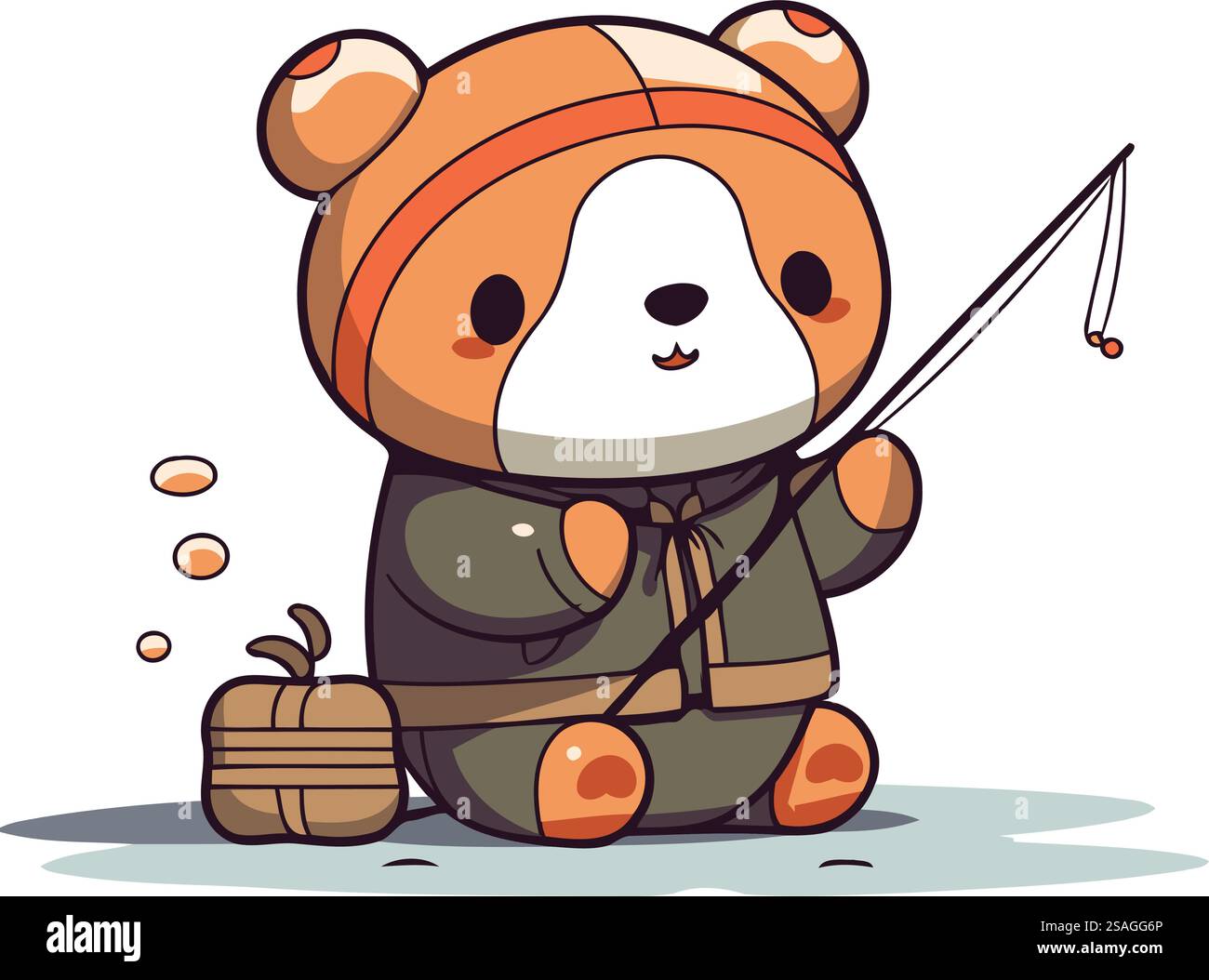 Cute cartoon panda bear with fishing rod. Vector illustration Stock ...