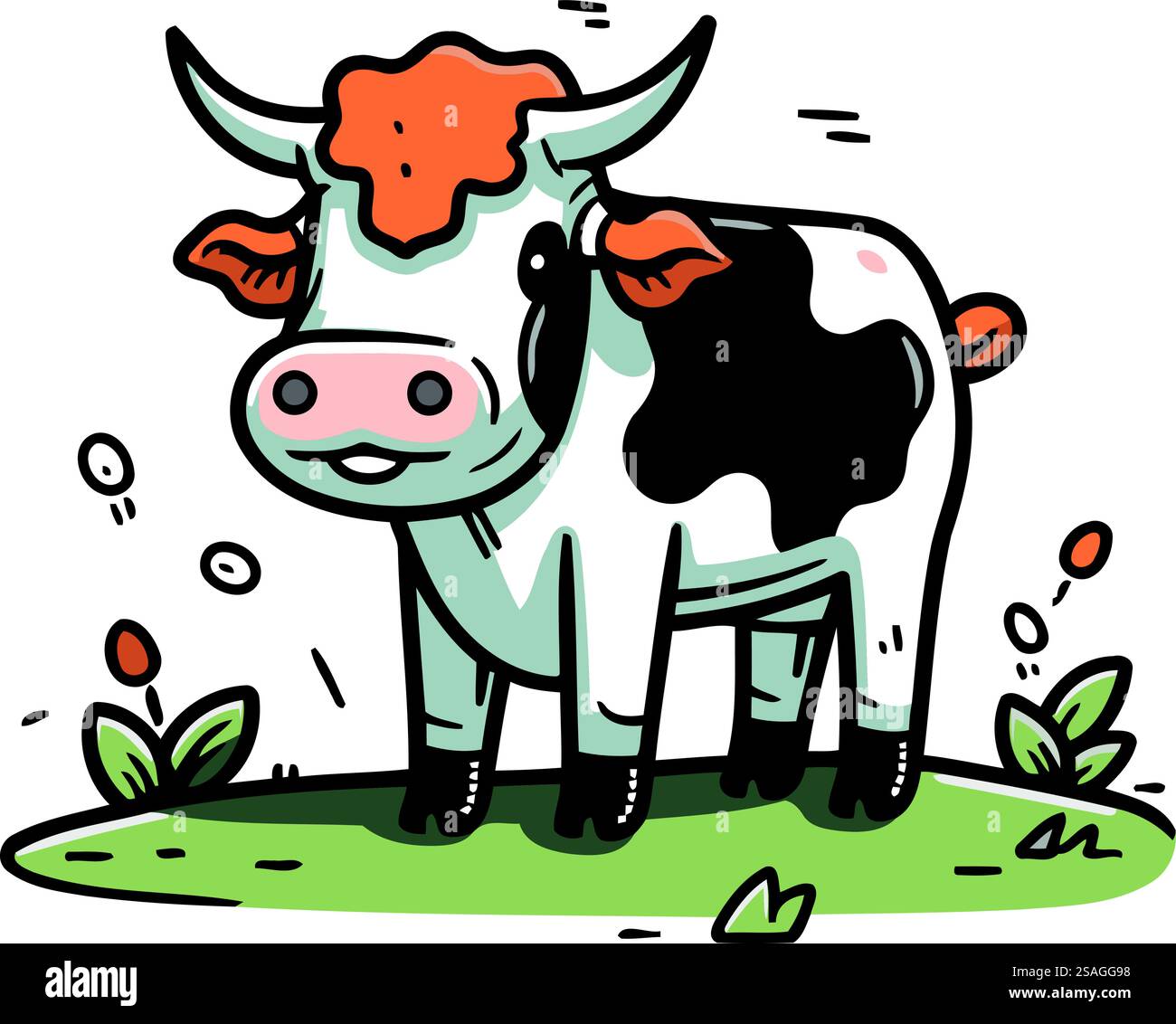 Cute cow cartoon vector illustration. Cute farm animal character Stock ...