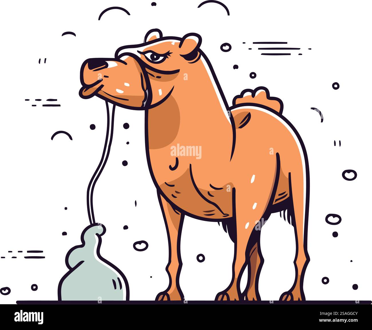 Camel. Vector illustration on white background. Line art style Stock ...