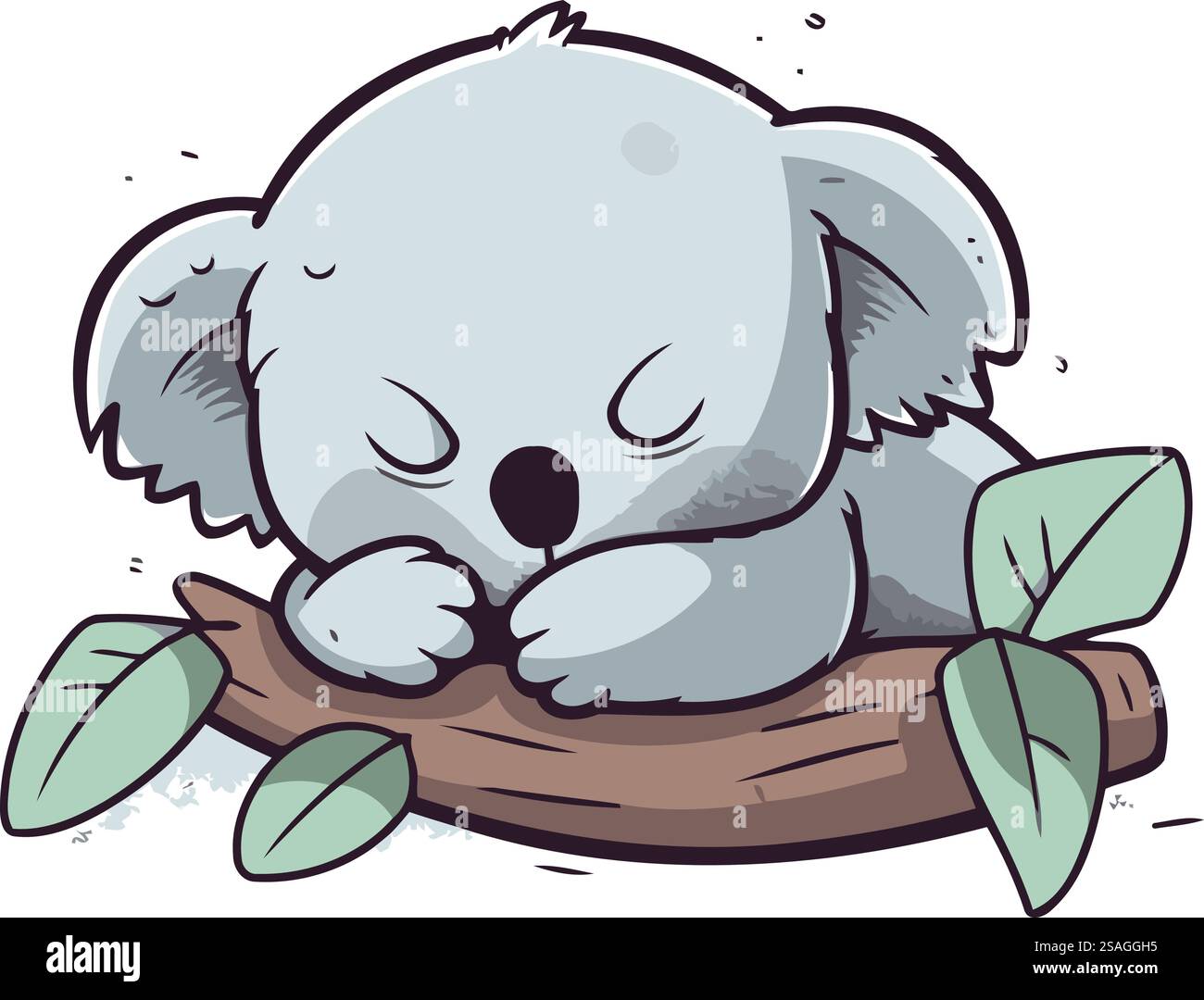 Cute cartoon koala sleeping on a branch. Vector illustration Stock ...