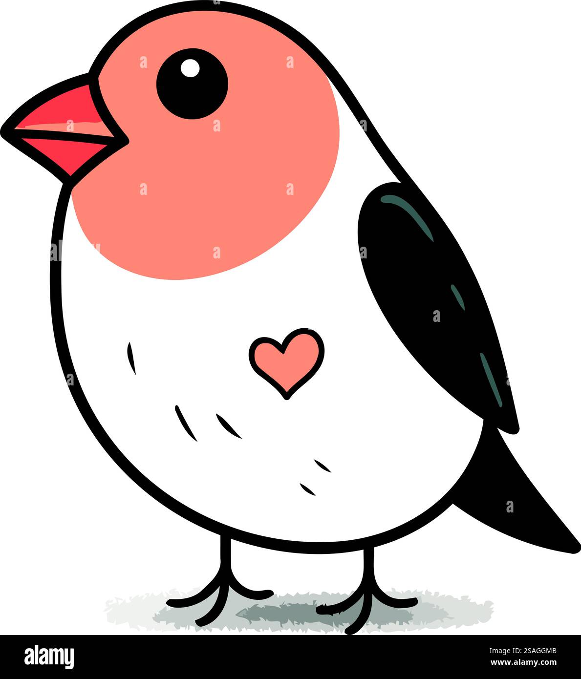 Vector illustration of a cute little bird with heart in its beak Stock ...