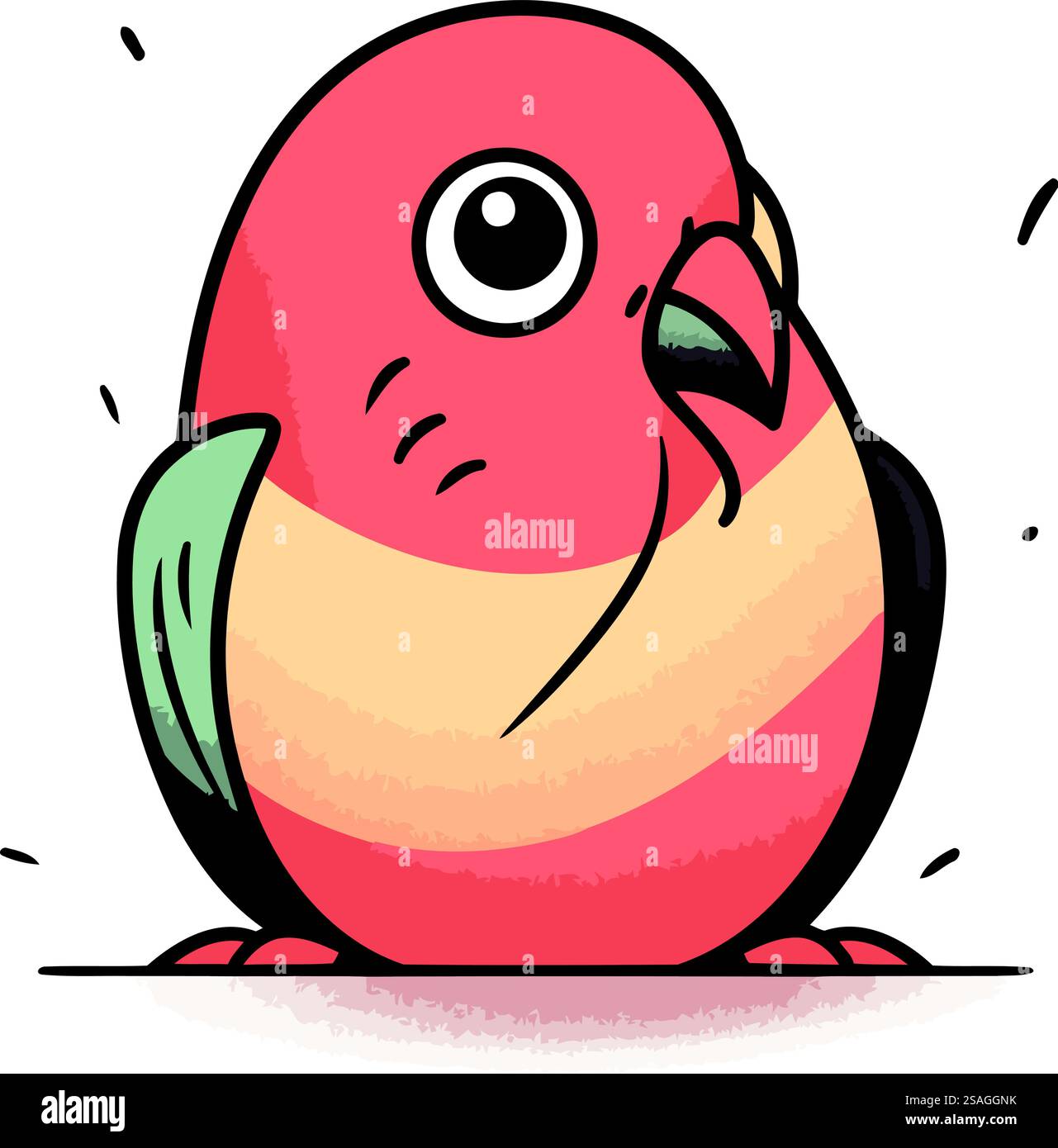Vector illustration of cute cartoon red parrot. Isolated on white ...