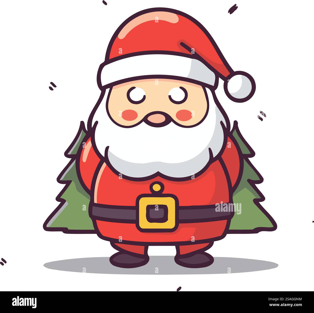 Santa Claus with tree character cartoon vector illustration. Christmas ...