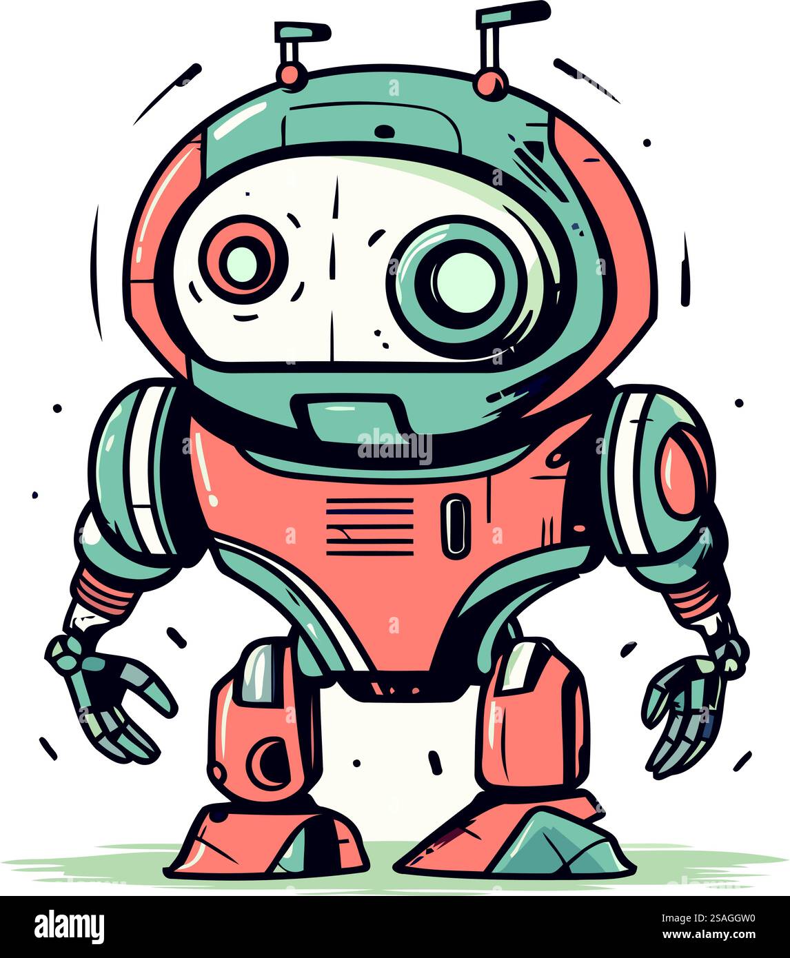 Cartoon robot vector illustration. Cute little robot. Vector ...
