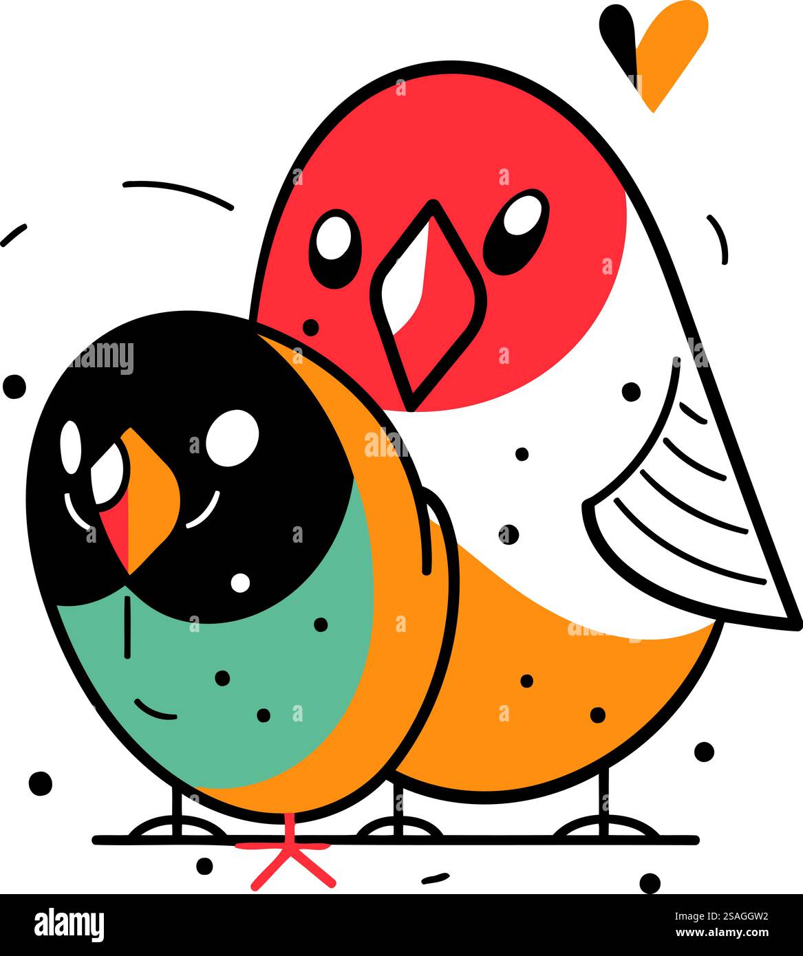 Vector illustration of two cute parrots in love on white background ...