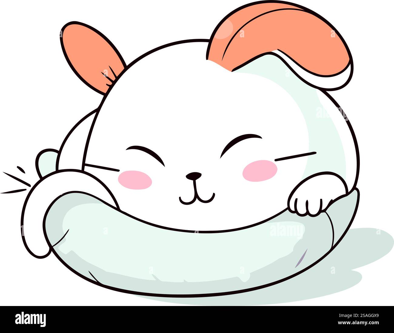 Cute cat sleeping on pillow. Vector illustration in cartoon style Stock ...