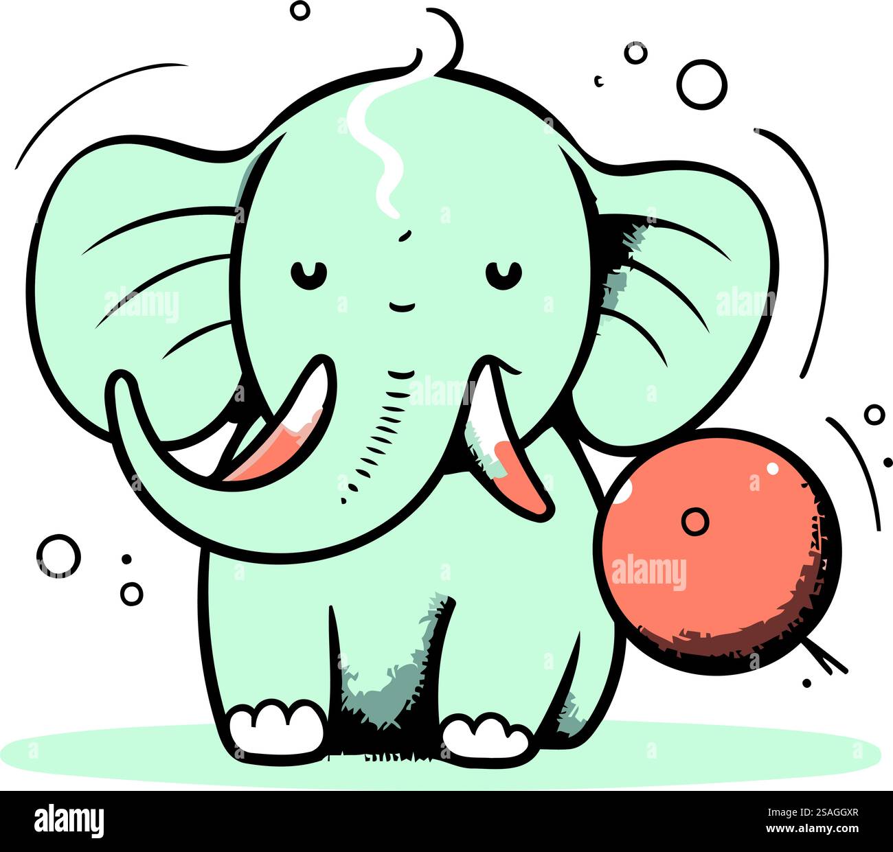 Cute cartoon elephant with orange. Vector illustration for your design ...