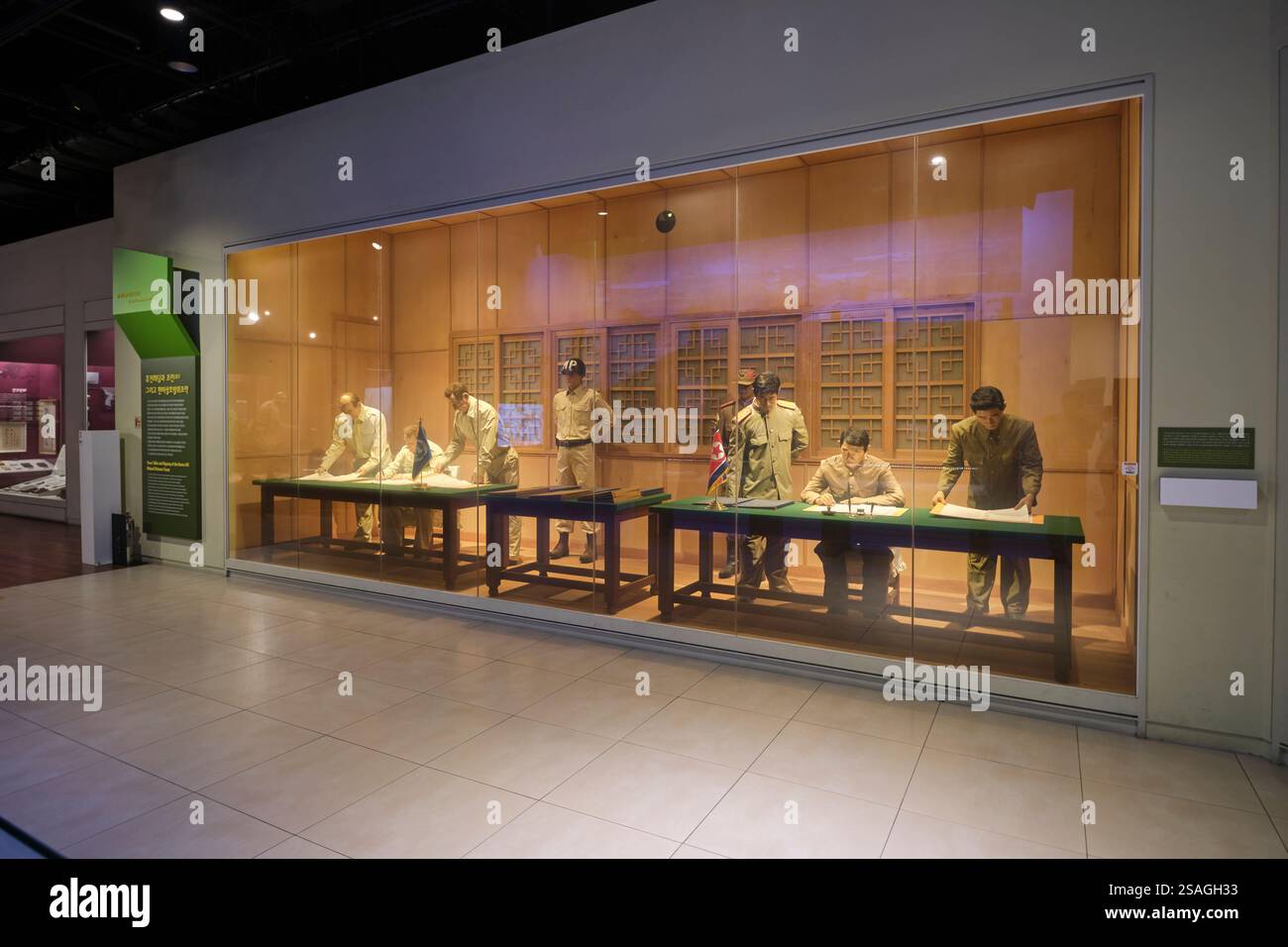 A large diorama, showing the signing of the treaty, Korean Armistice ...