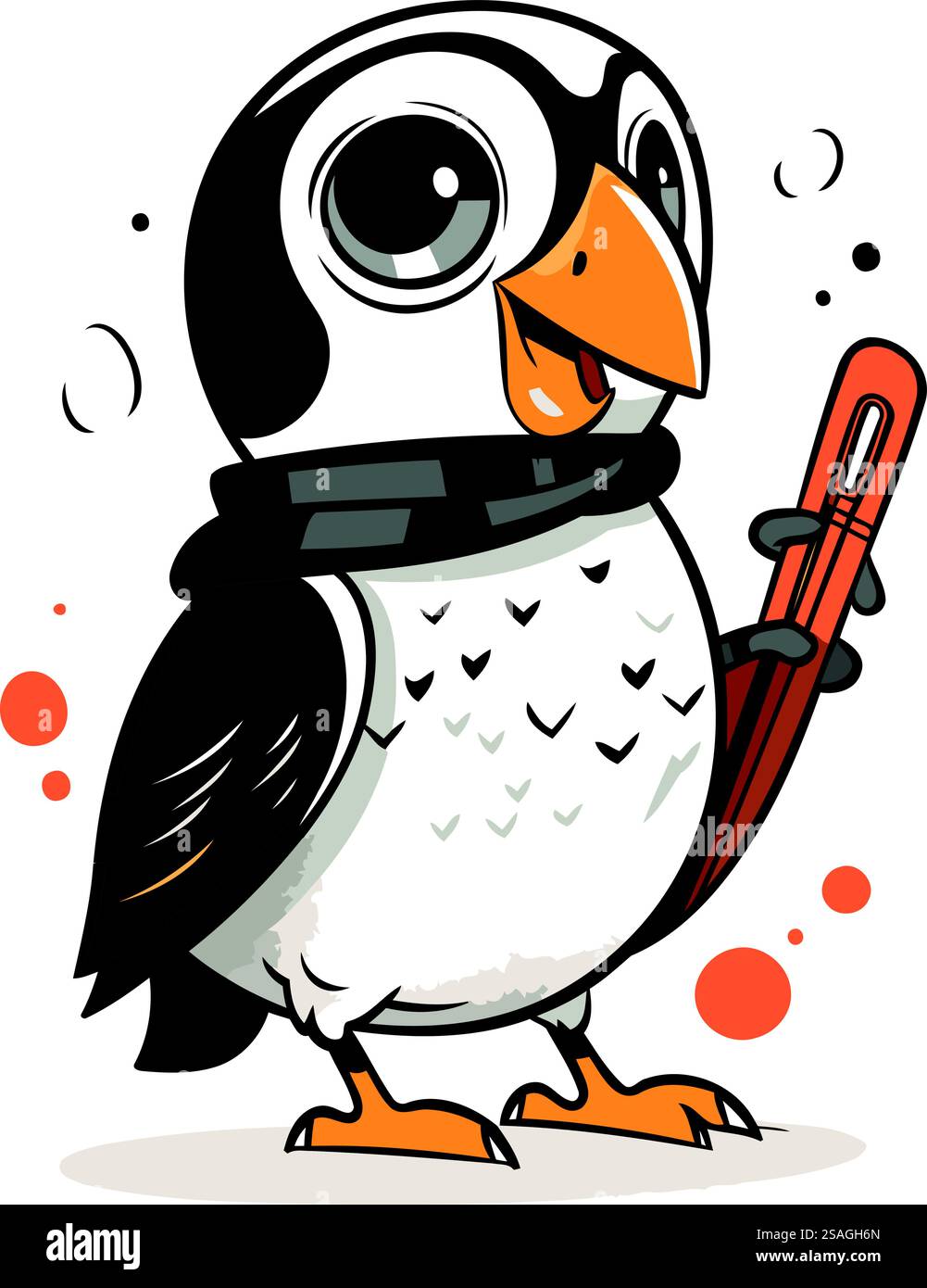Penguin with a baseball bat. Vector illustration on white background ...