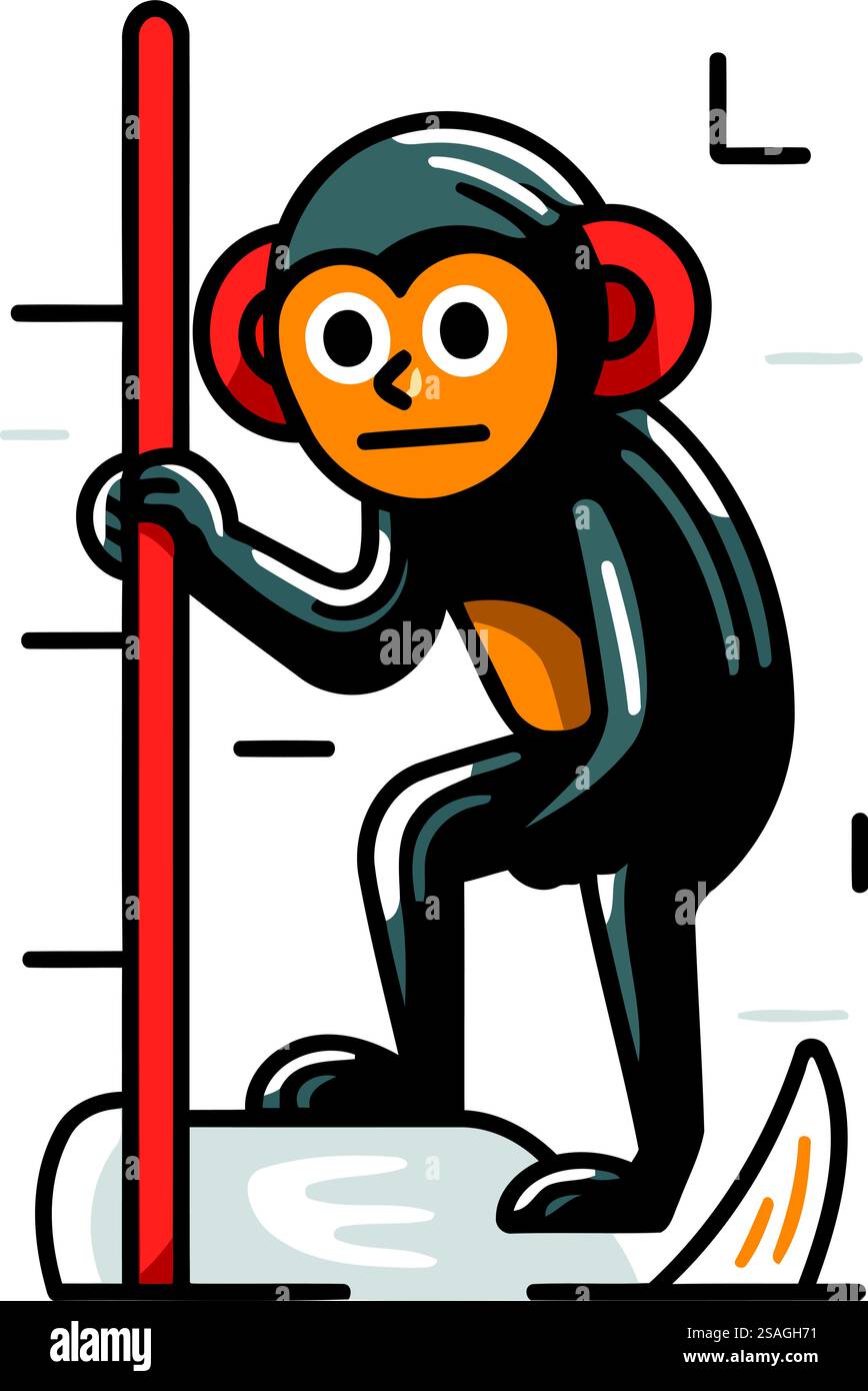 Monkey climbing a wall. Vector illustration in a flat style Stock ...