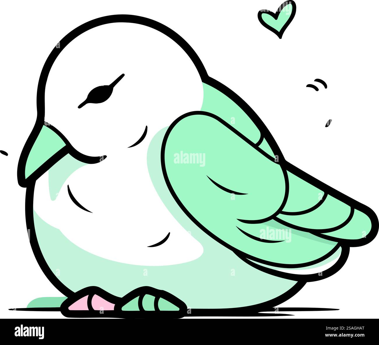 Cute doodle bird with heart in its beak Stock Vector Image & Art - Alamy