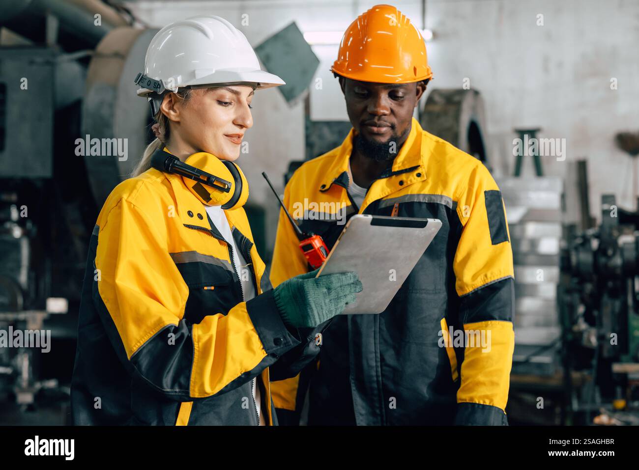 professional engineer team working inspecting service maintenance old ...