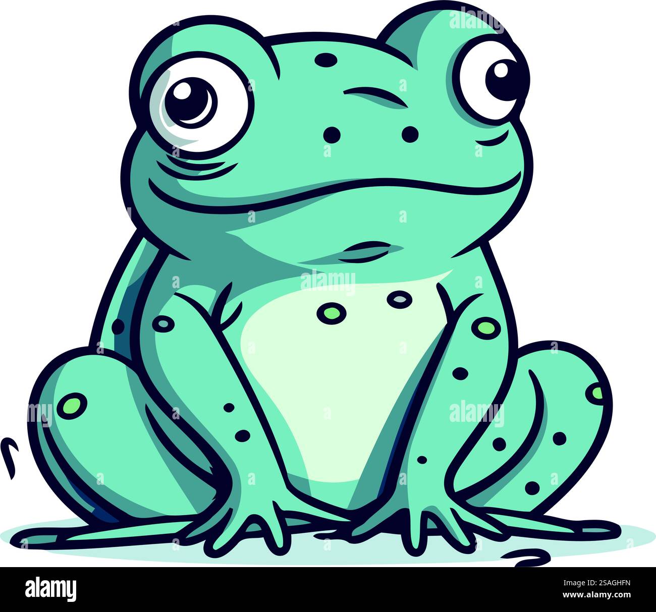 Cartoon blue frog isolated on a white background. Vector illustration ...