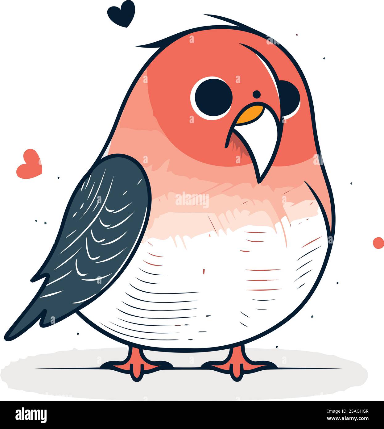 Vector illustration of cute cartoon red bird. Isolated on white ...