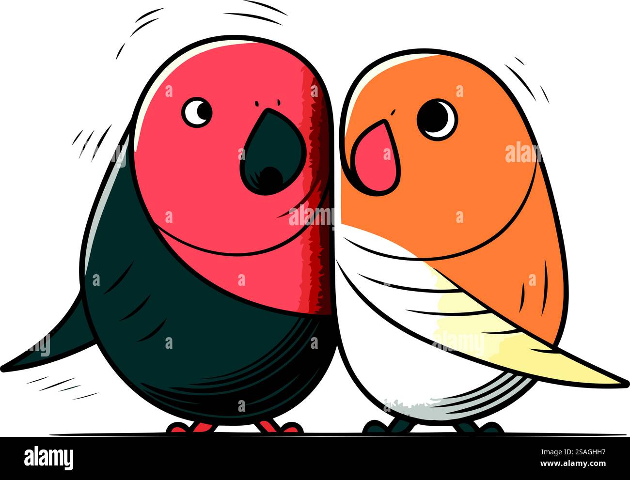 Cute cartoon couple of parrots. Vector illustration isolated on white ...