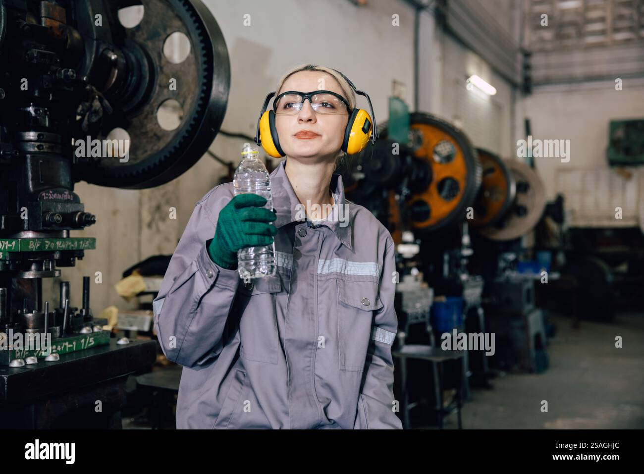 tired fatigue exhausted women worker drinking water brake relax at ...
