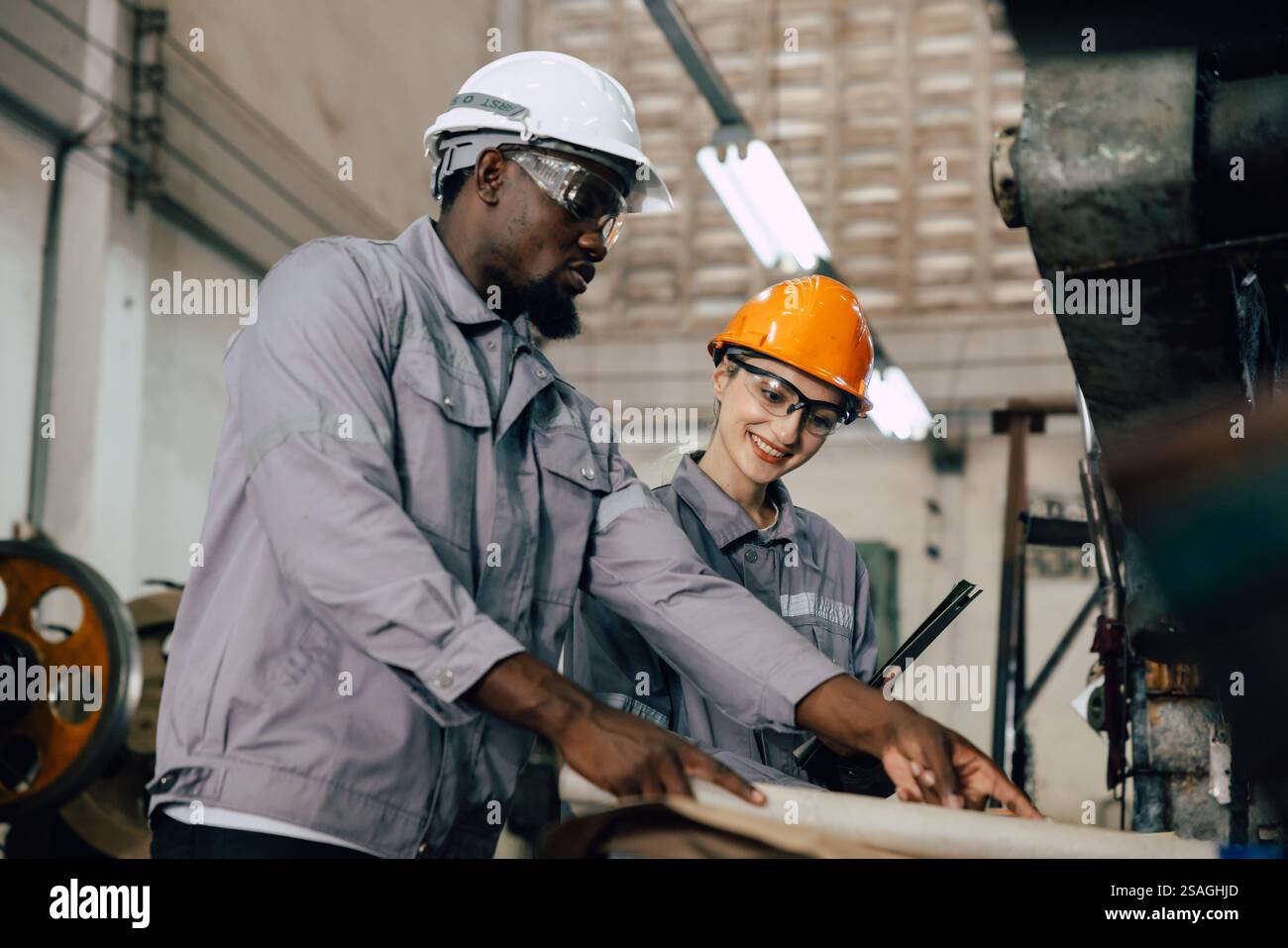 professional engineer worker team working for plant renovate with ...