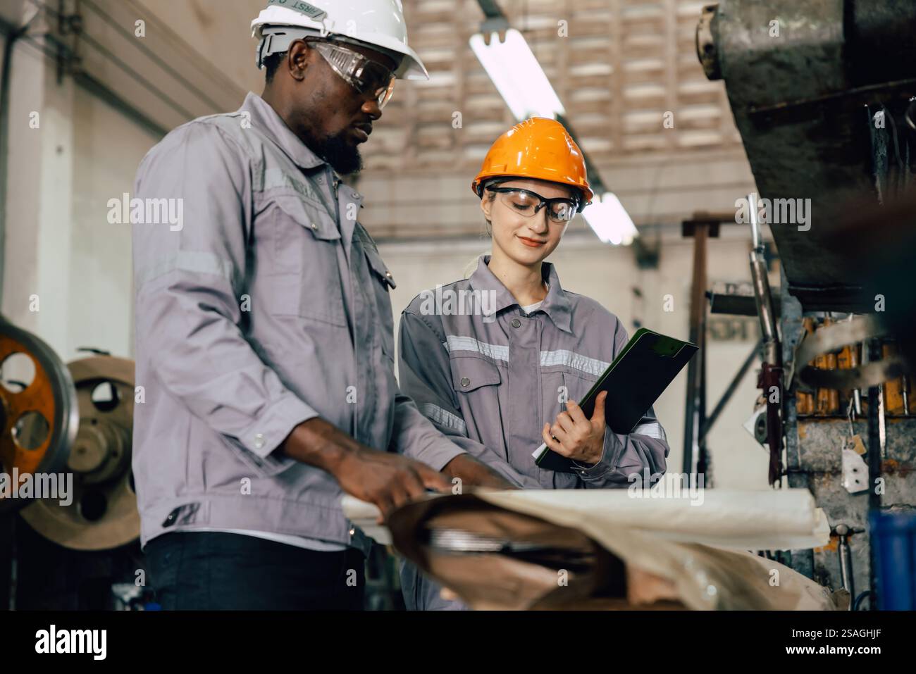 professional engineer worker team working for plant renovate with ...