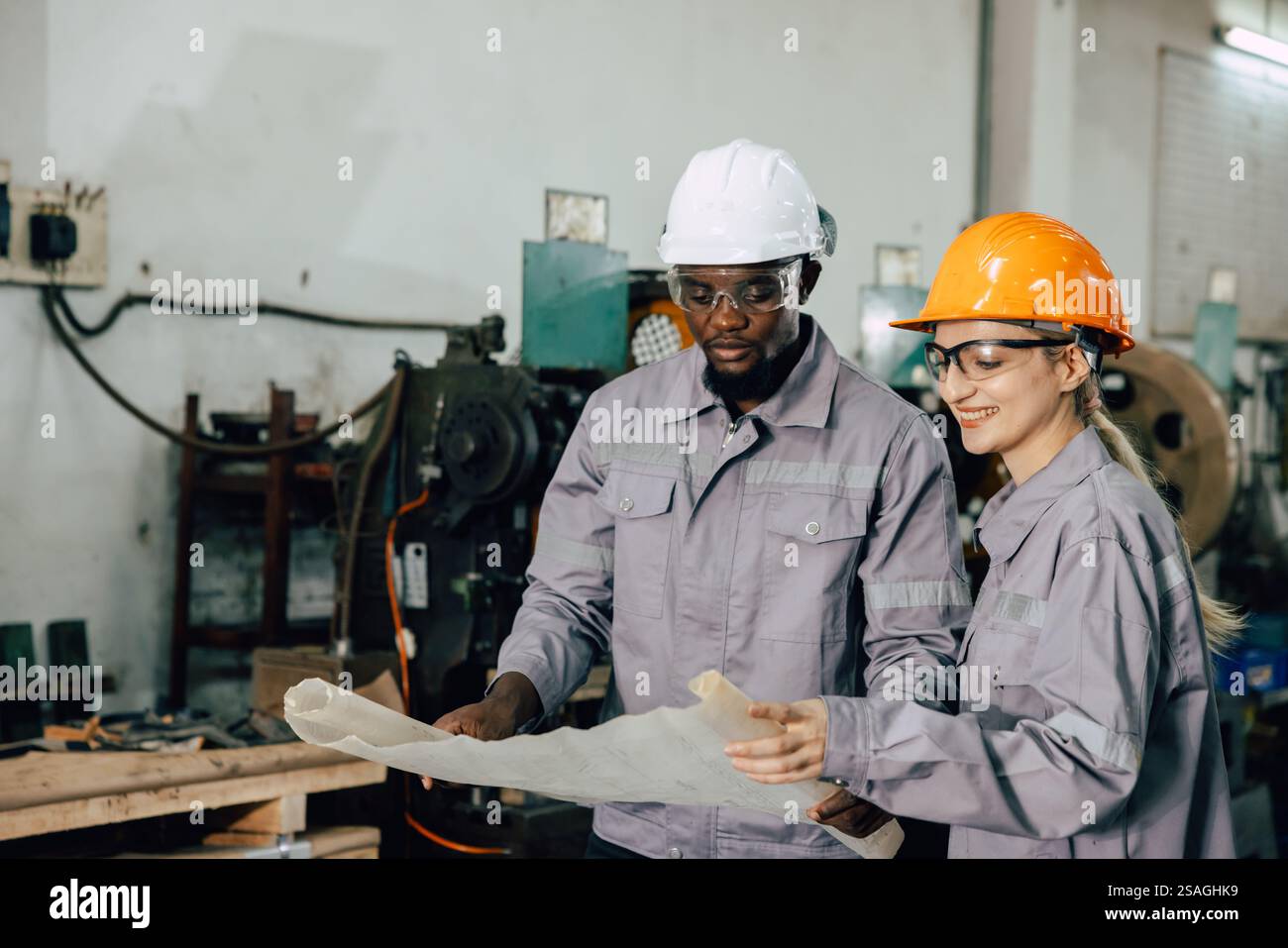 professional engineer worker team working for plant renovate with ...