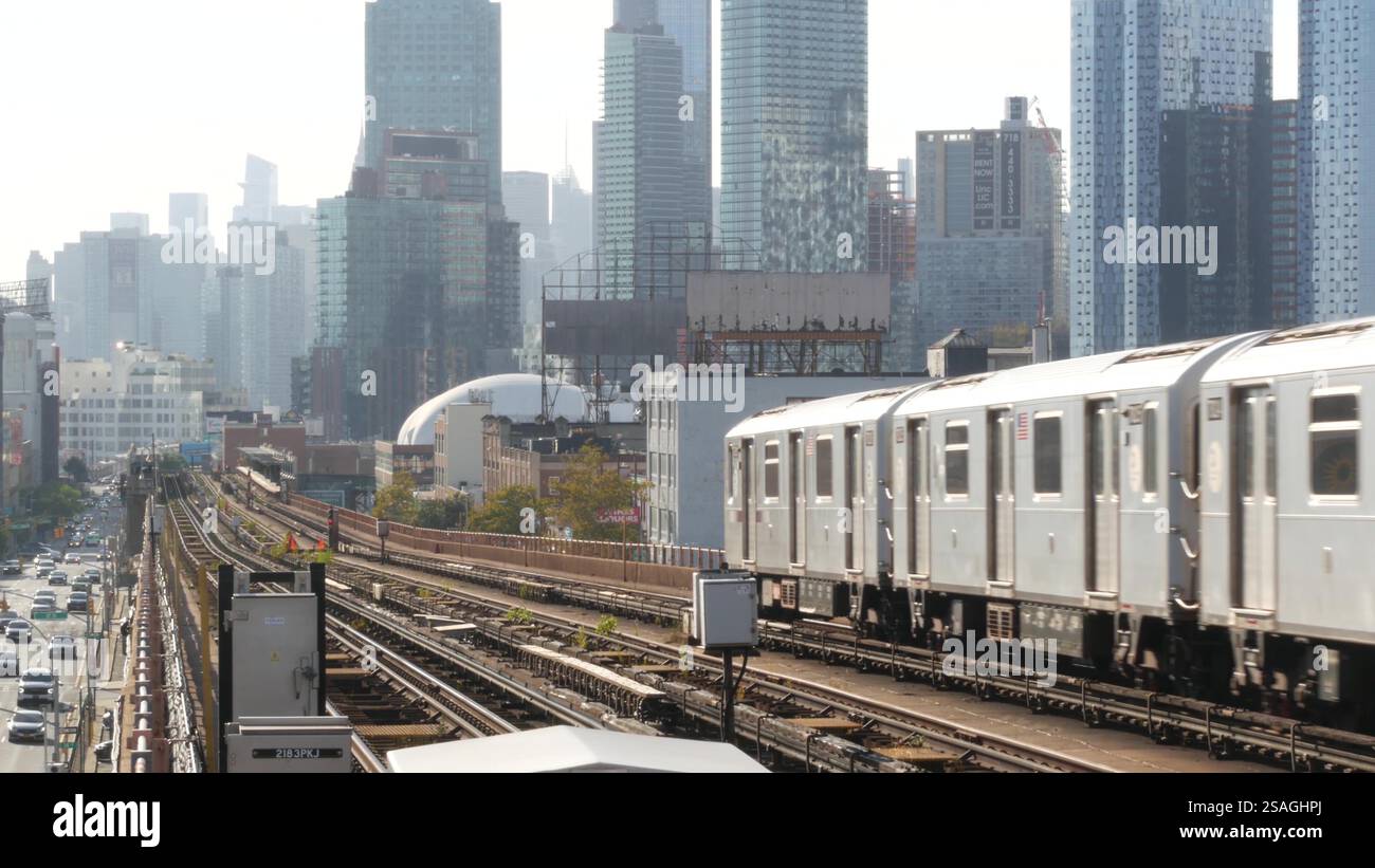 New York City, United States - 2 Sept 2023: Subway station. Metro train ...