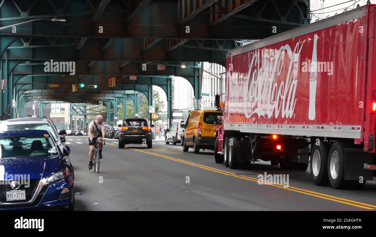 New York City, United States - 13 Sept 2023: Coca-cola truck, elevated ...