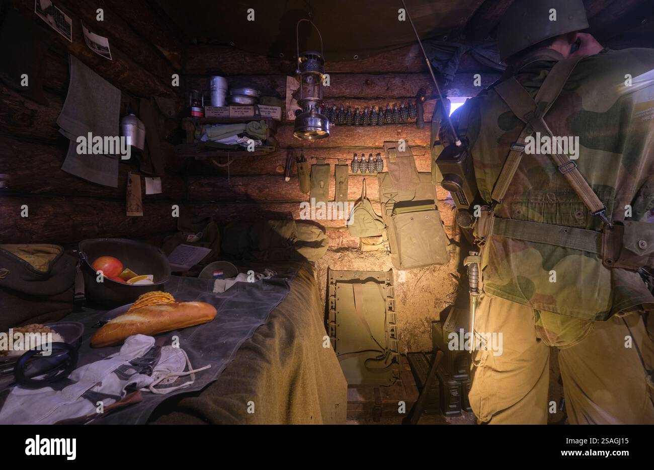 A diorama of a typical dug out, bunker, gunner position at Jatgol. At ...
