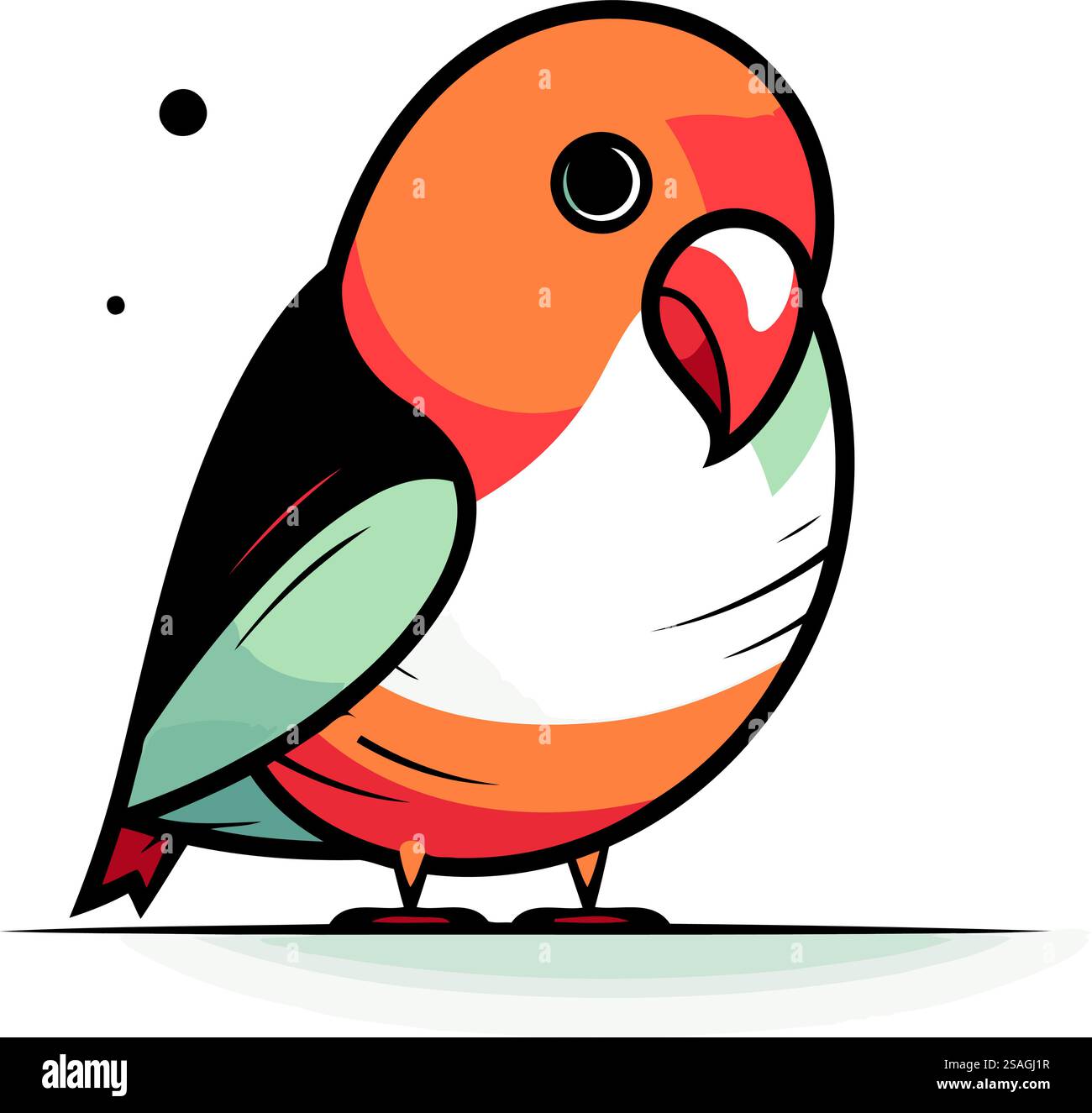 Vector illustration of a cute little parrot isolated on white ...