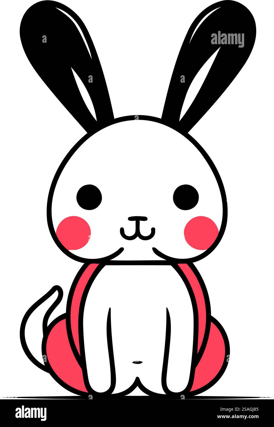 Cute little rabbit cartoon character. Vector illustration in flat ...