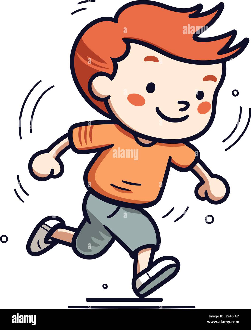 Running boy. Vector illustration. Cute cartoon character. Flat design ...