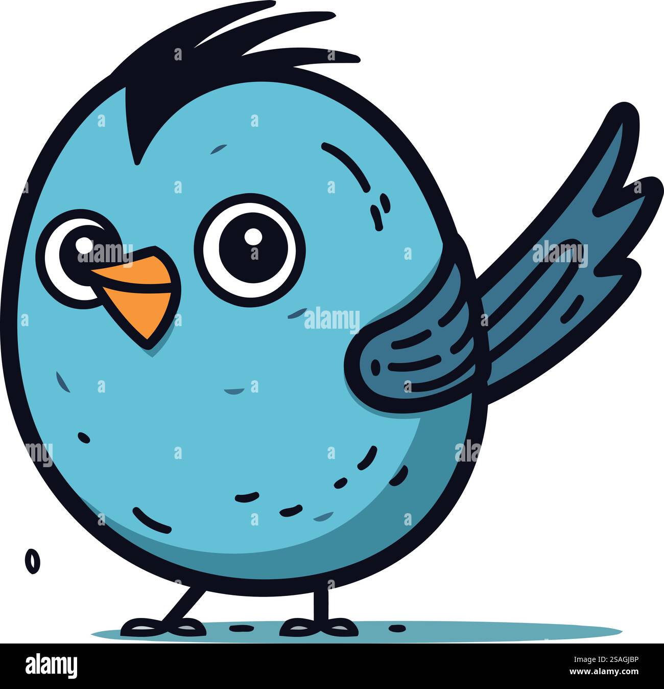 Cute cartoon blue bird. Vector illustration isolated on white ...