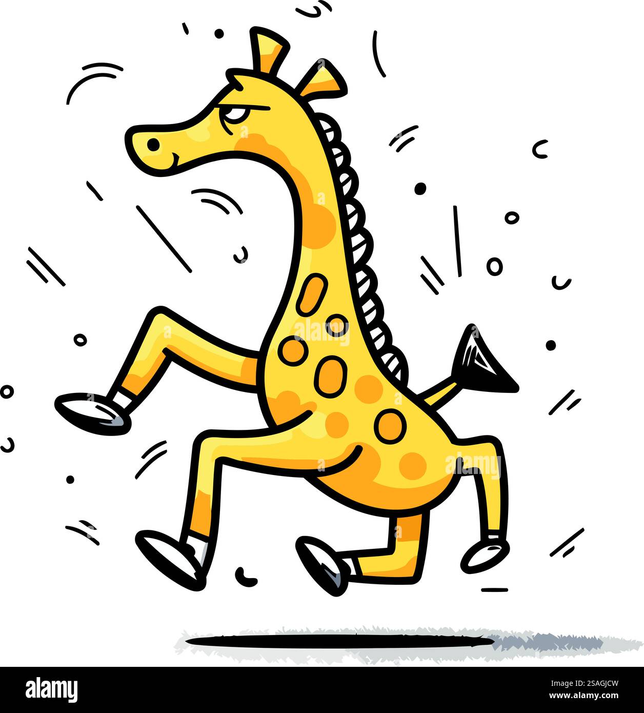 Cute cartoon giraffe running. Vector illustration in doodle style Stock ...