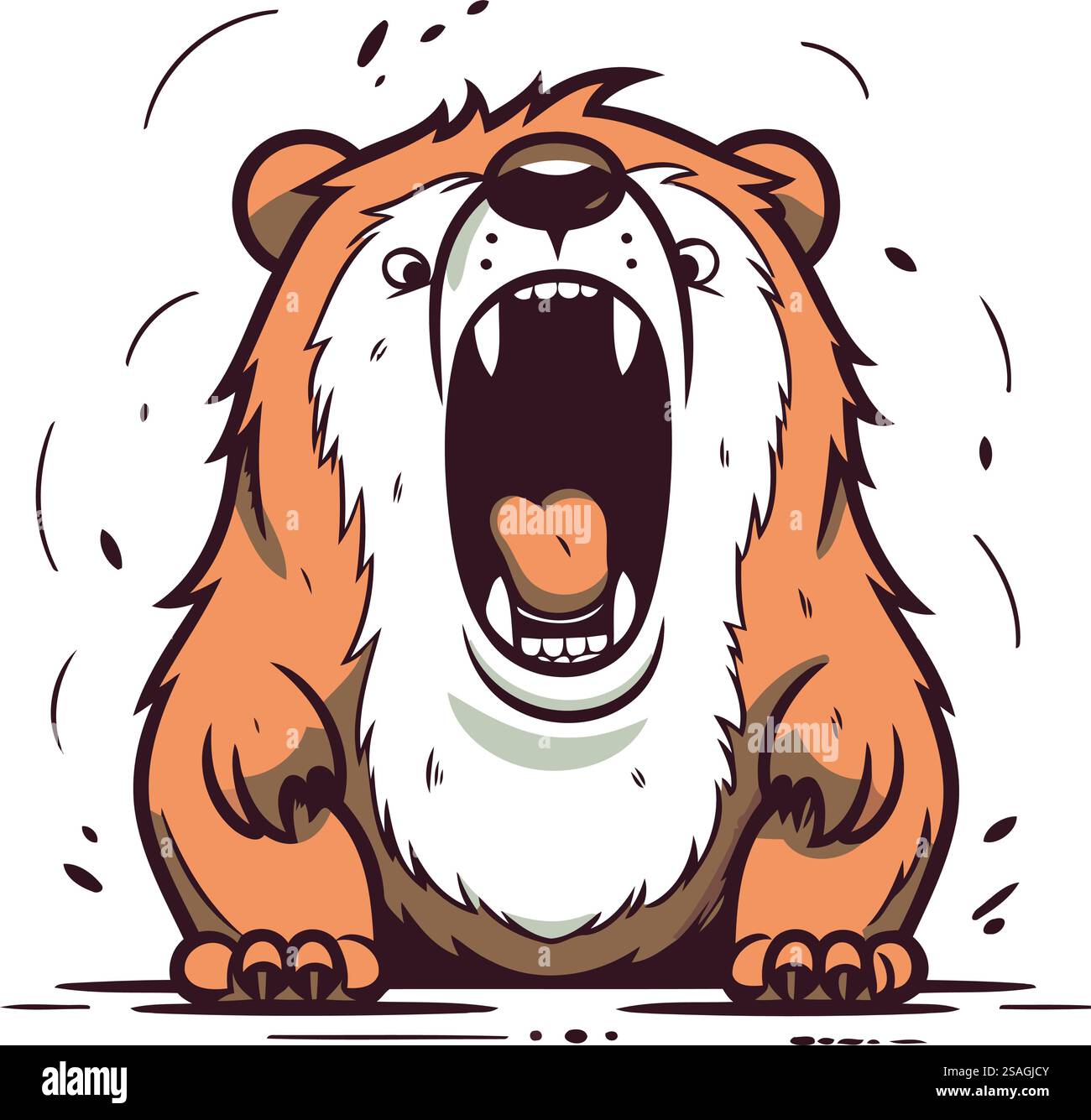 Angry cartoon beaver. Vector illustration isolated on white background ...
