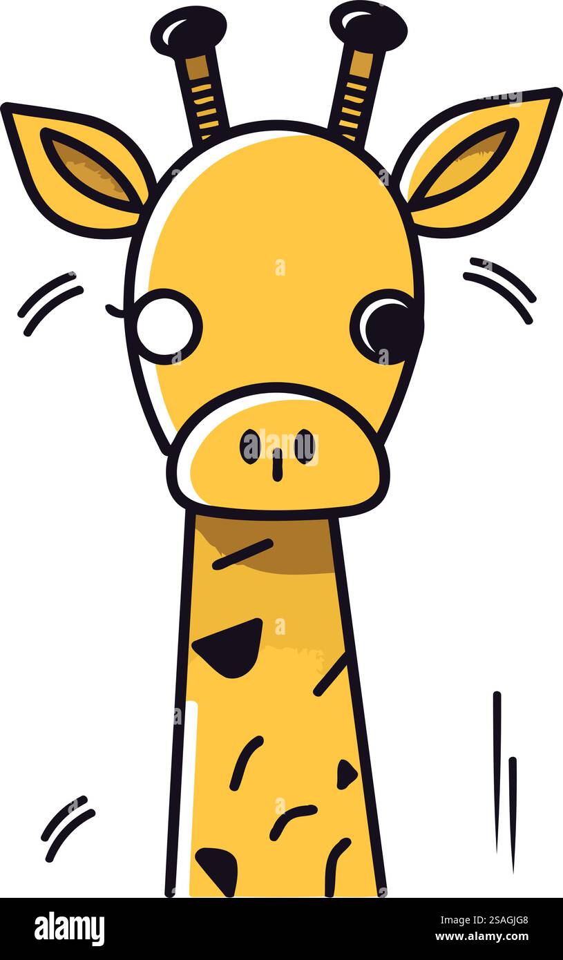 Giraffe head. Cute cartoon character. Vector illustration Stock Vector ...