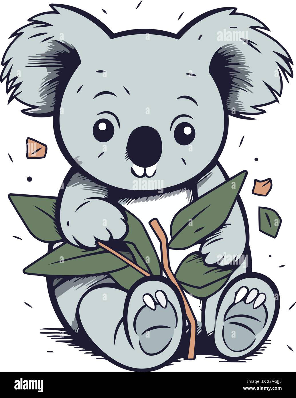 Cute koala with eucalyptus branch. Vector illustration Stock Vector ...