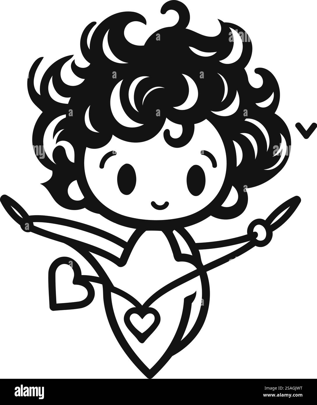 Cute little cupid with heart and arrow. Vector illustration Stock ...