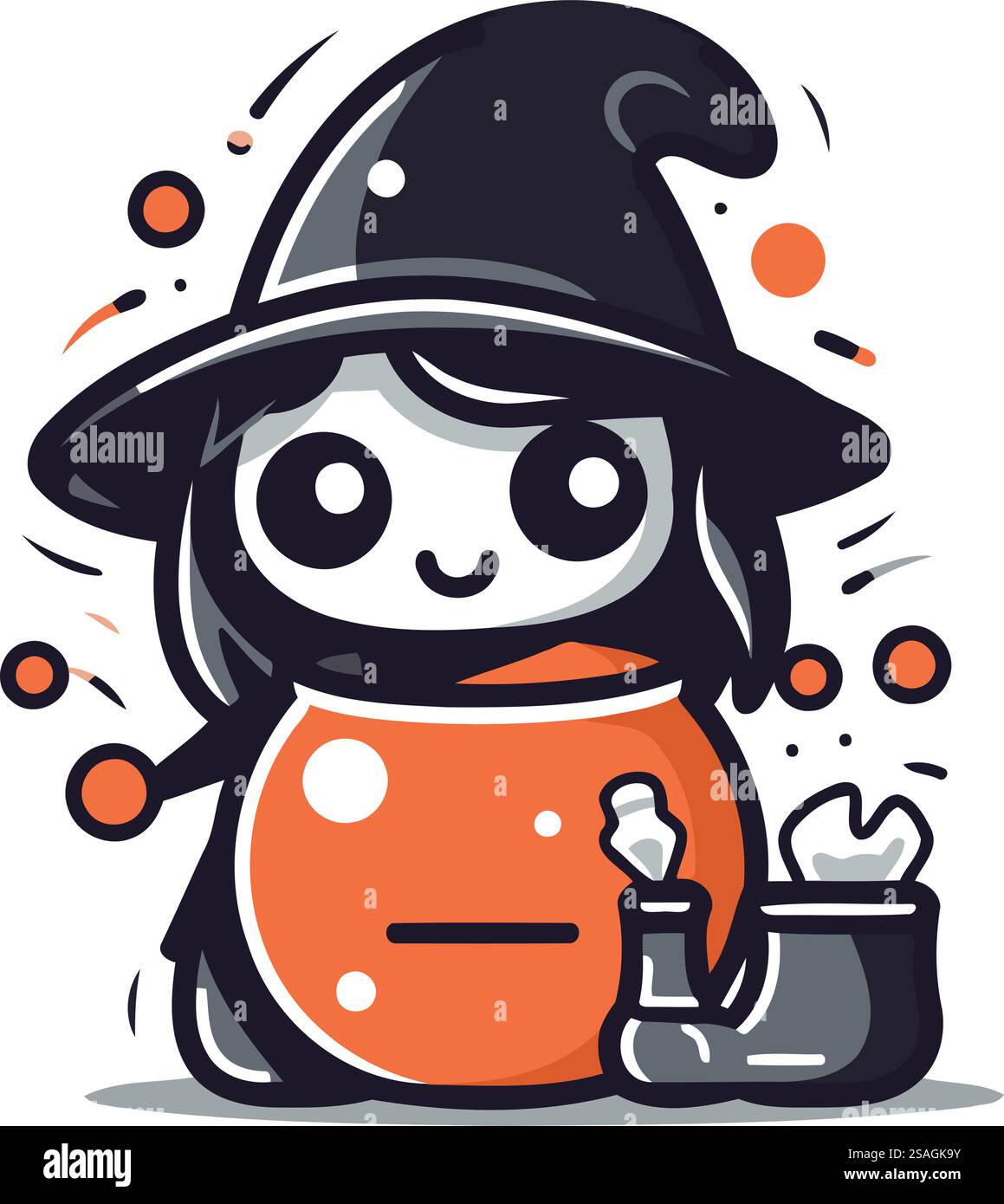 Cute Witch Pot Cartoon Mascot Character Vector Illustration Stock ...
