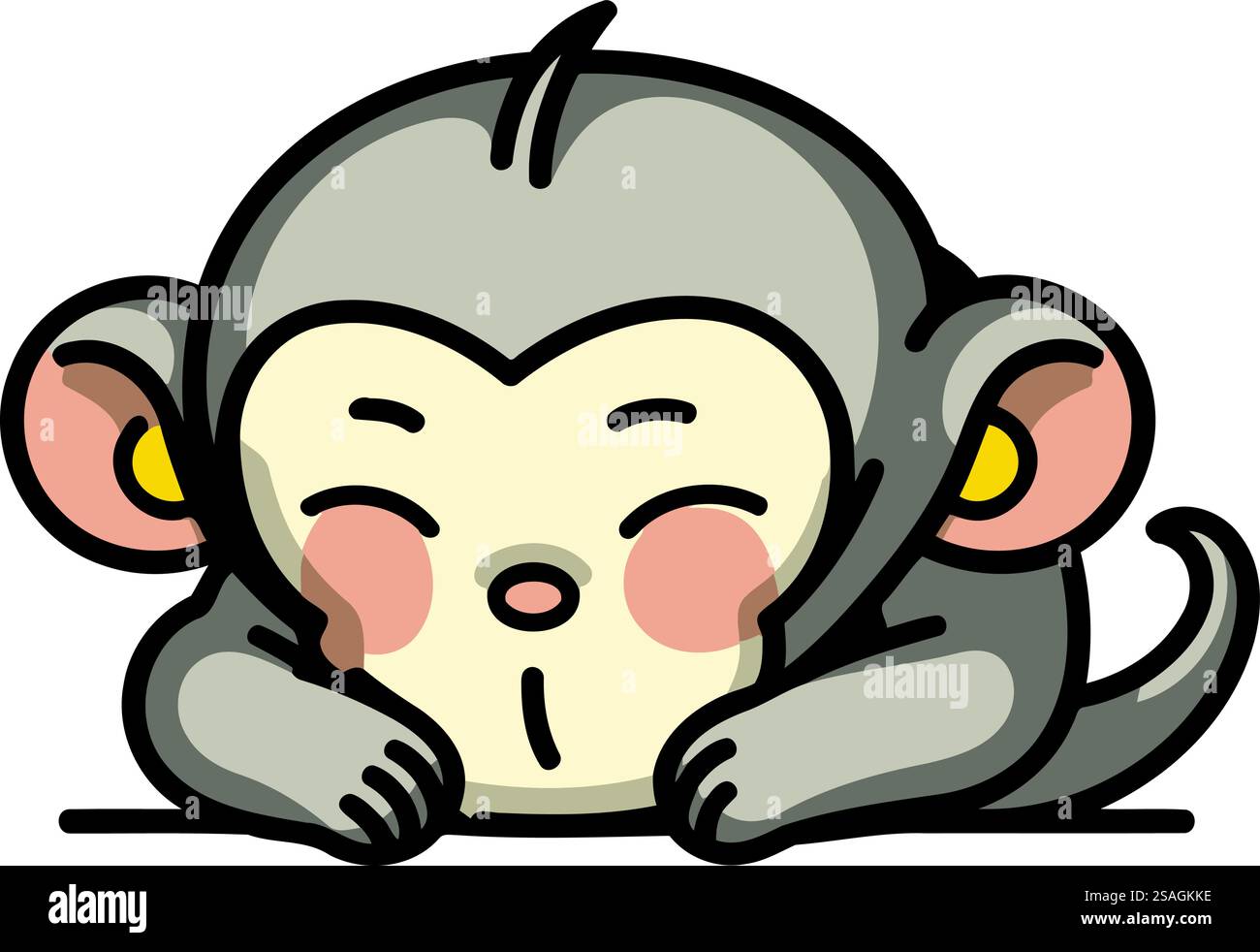 Cute cartoon monkey. Vector illustration. Isolated on white background ...