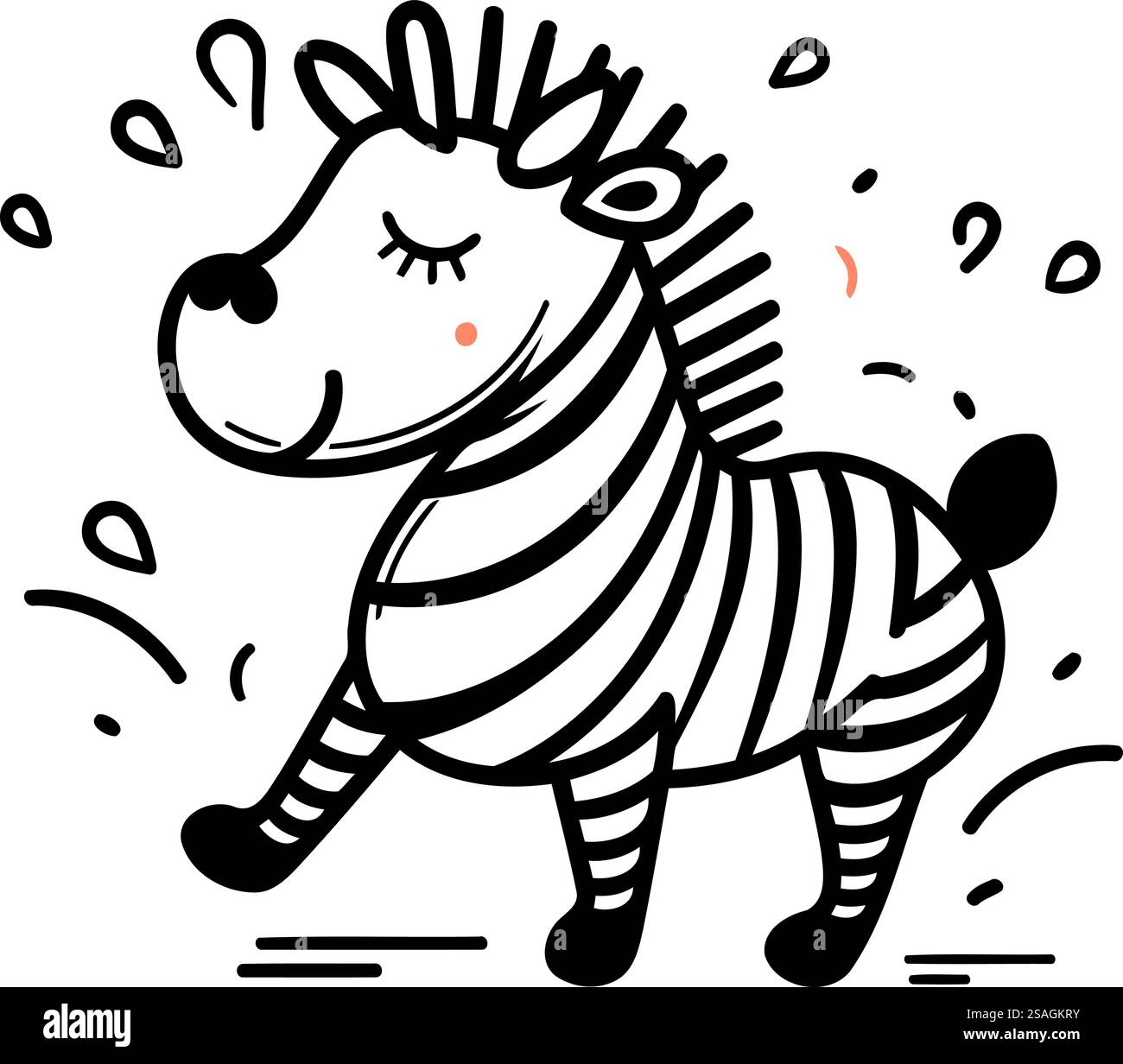 Zebra. Cute hand drawn vector illustration in doodle style Stock Vector ...