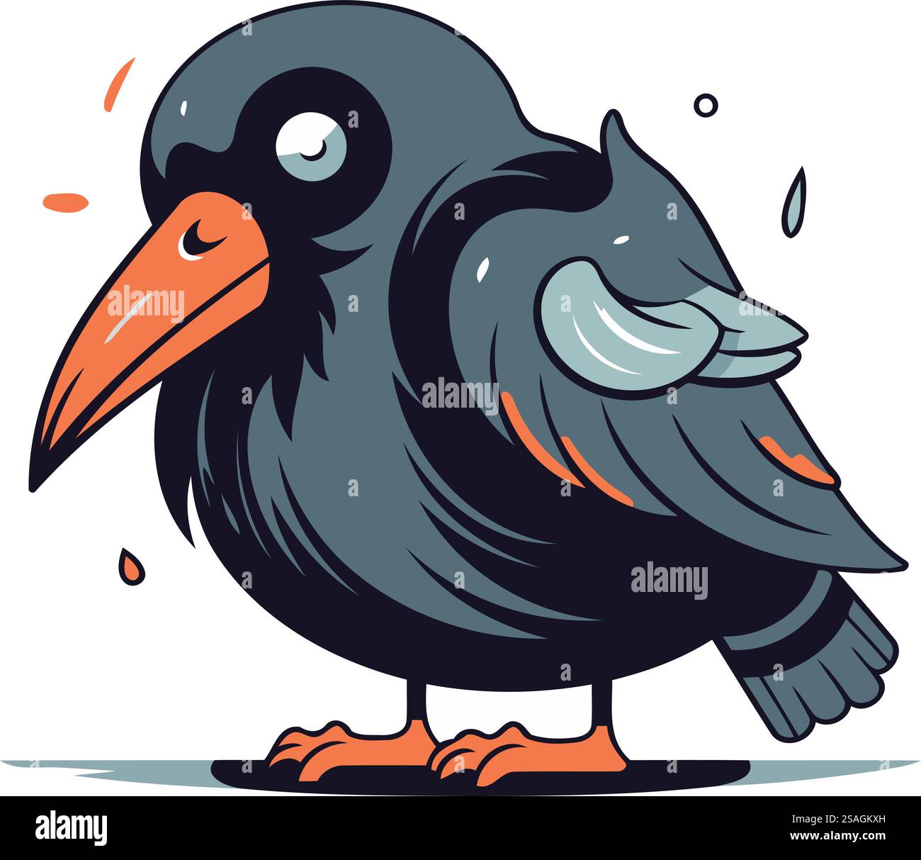 Cute cartoon crow. Vector illustration isolated on a white background ...