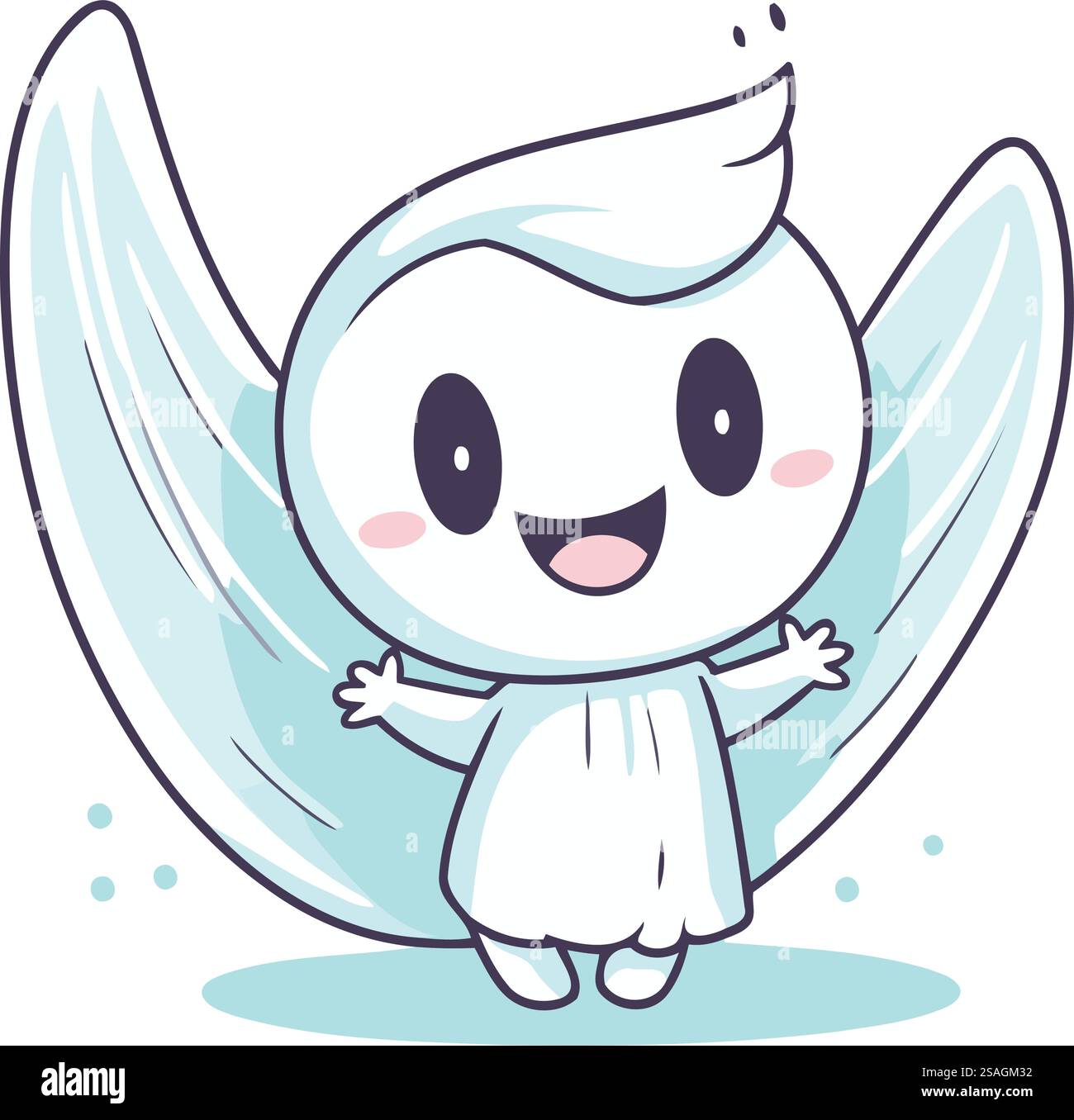 cute cartoon flying angel with wings vector illustration. cute flying ...