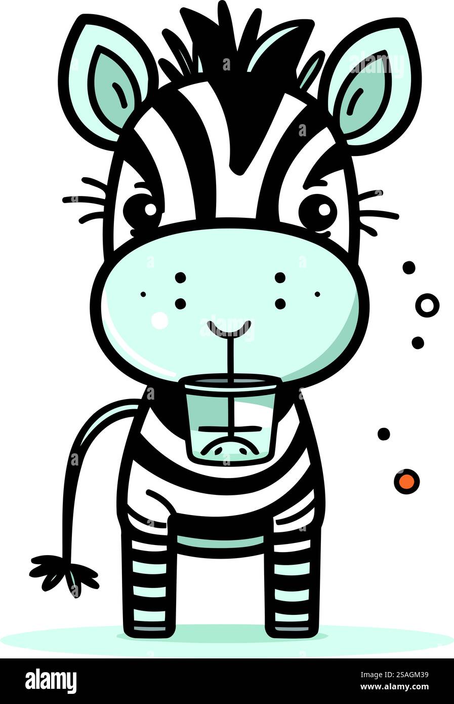 Cute cartoon zebra with a cup of coffee. Vector illustration Stock ...