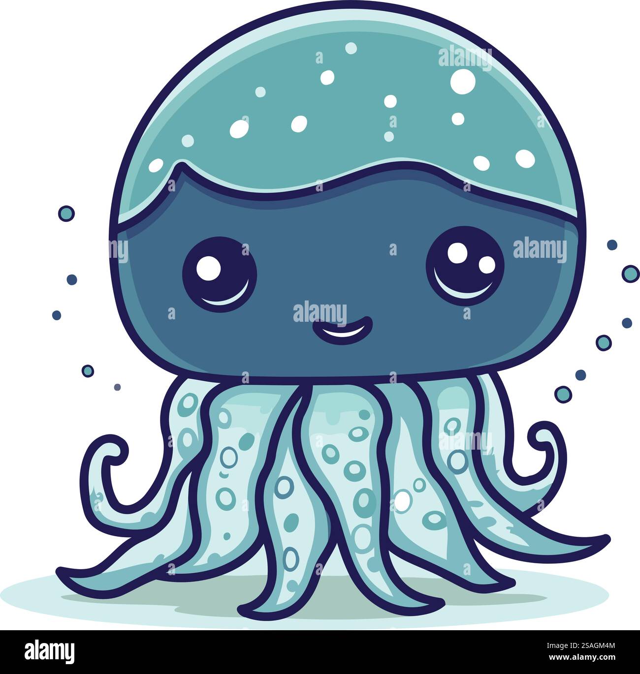 Cute cartoon octopus. Vector illustration of a sea animal Stock Vector ...