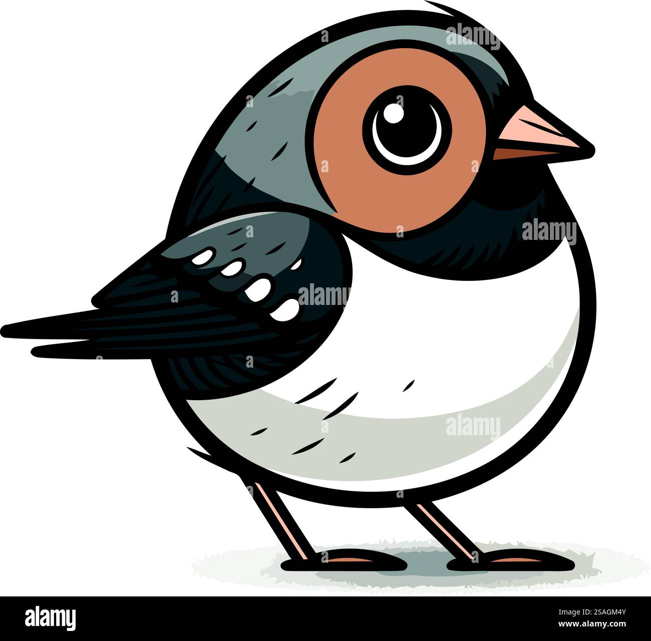 Vector illustration of cute cartoon sparrow. Isolated on white ...