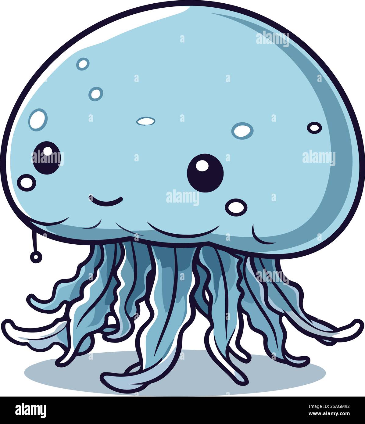 Illustration of a Cute Jellyfish Cartoon Character on White Background ...