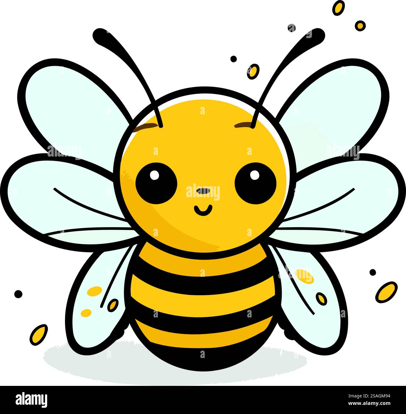 Cute cartoon bee. Vector illustration. Isolated on white background ...