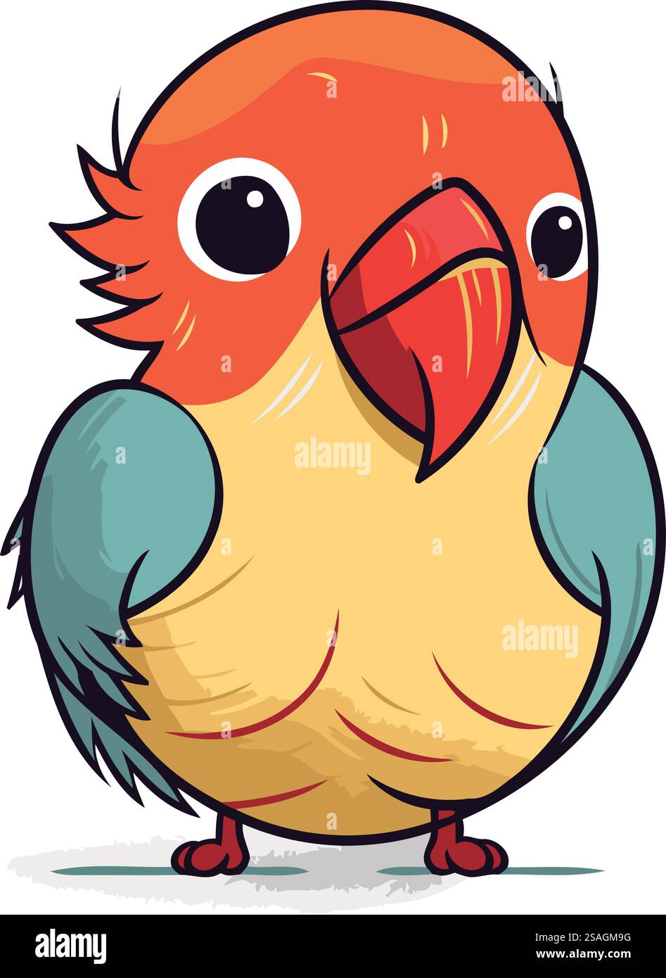 Cute red parrot isolated on white background. Vector illustration Stock ...